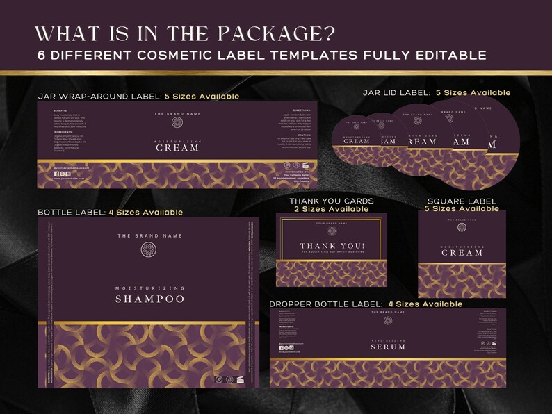 Plum Luxury Editable Cosmetic Labels Canva Templates Product Packaging ...