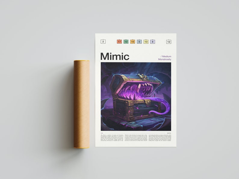 Mimic Chest Dnd Poster, Dnd Mimic Box Print, D&D Treasure Chest ...