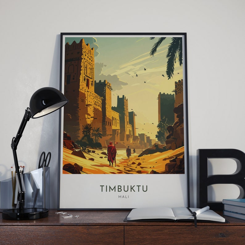 Timbuktu Travel Print Wall Art, Mali, Digital Travel Poster, Vector ...