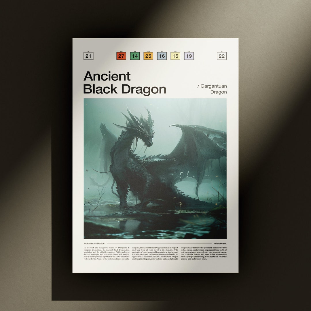 Dnd Dragon Poster, D&D Dragon Print, Critical Role, Baldurs Gate 3, Vox ...