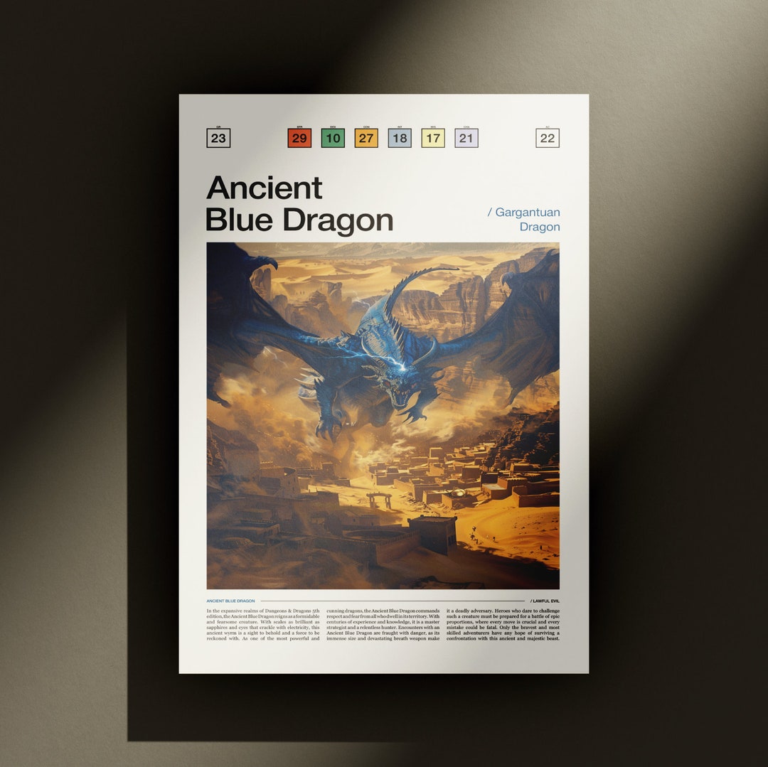 Dnd Dragon Poster D&D Dragon Print Critical Role Baldurs Gate 3 Vox ...