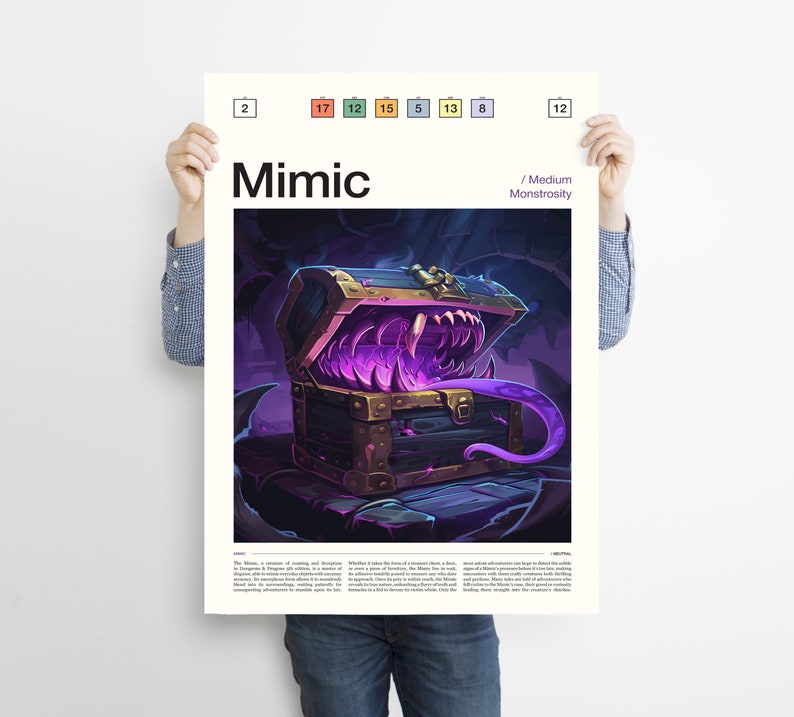 Mimic Chest Dnd Poster, Dnd Mimic Box Print, D&D Treasure Chest ...