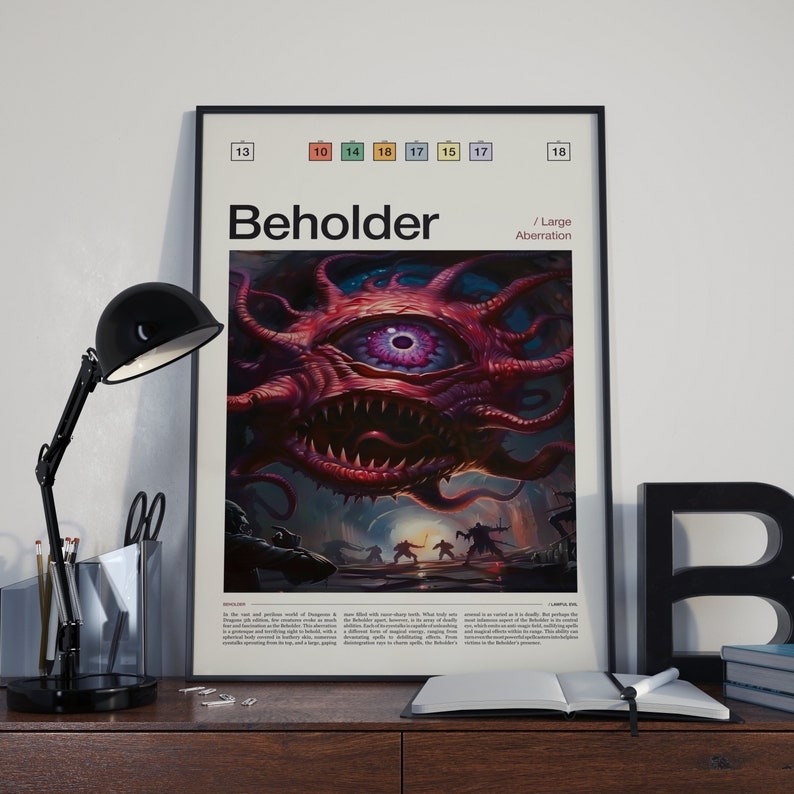 Dnd Beholder Poster D&D Beholder Print Critical Role Baldurs Gate Vox ...