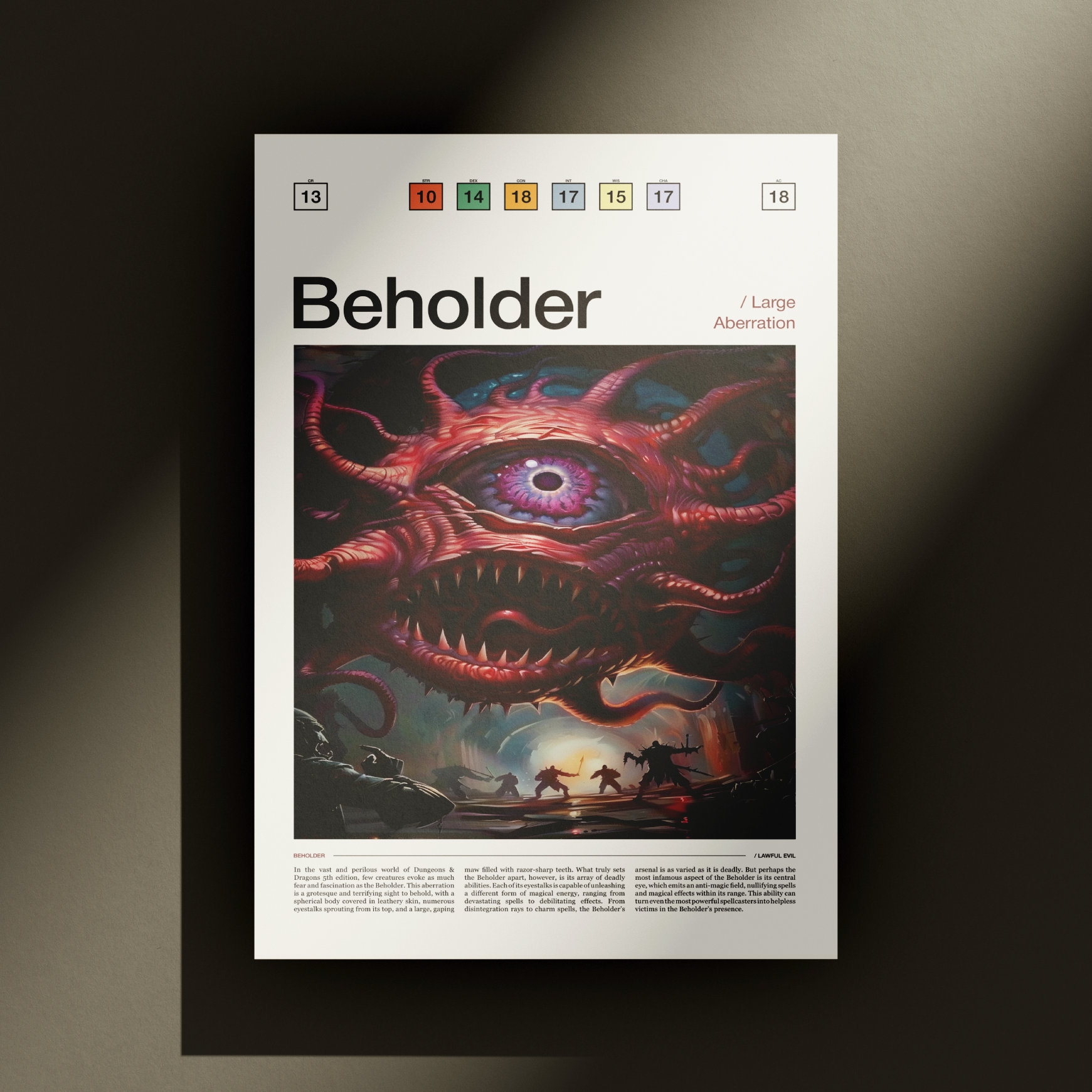 Dnd Beholder Poster D&D Beholder Print Critical Role Baldurs Gate Vox ...