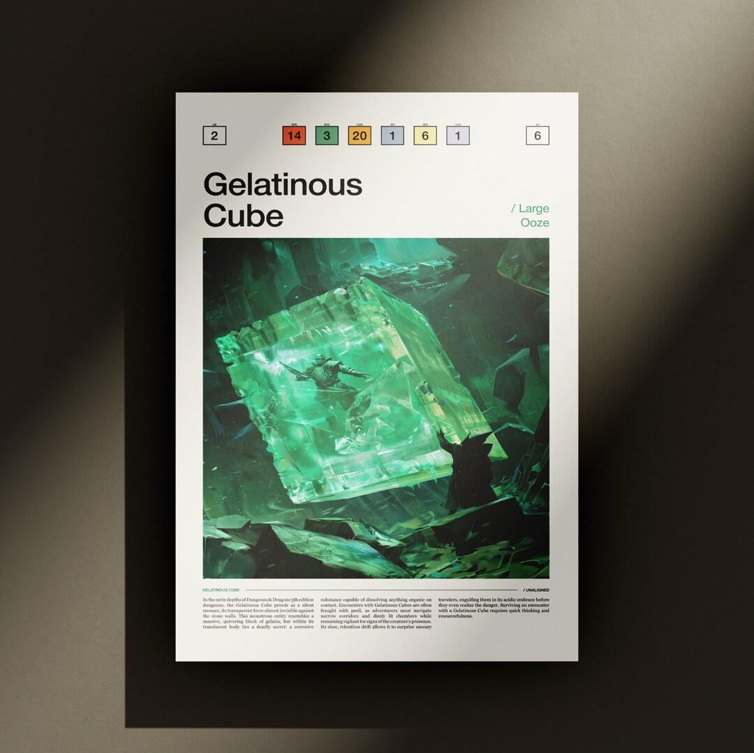 Gelatinous Cube Dnd Poster, Dnd Ooze Print D&D Monster Art, Dungeons ...