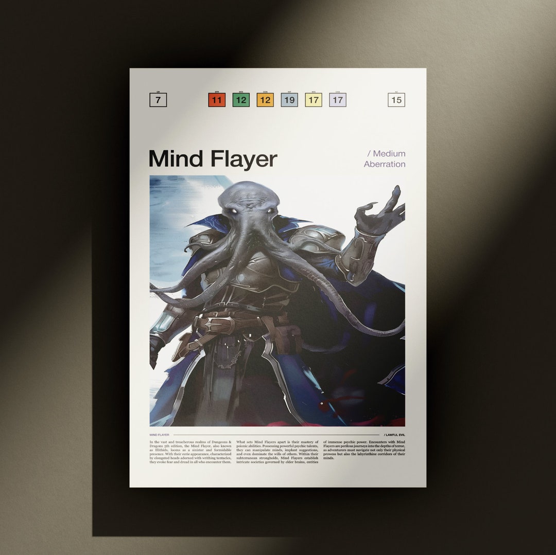 Mind Flayer Dnd Poster, Dnd Illithid Print, D&D Monster Art Dungeons ...