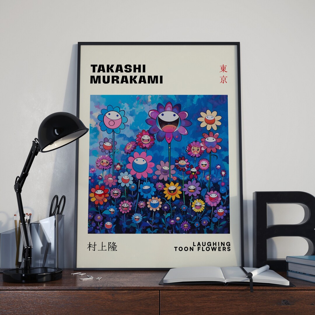 Takashi Murakami Laughing Flower, Murakami Smile Flower Poster, Flower ...