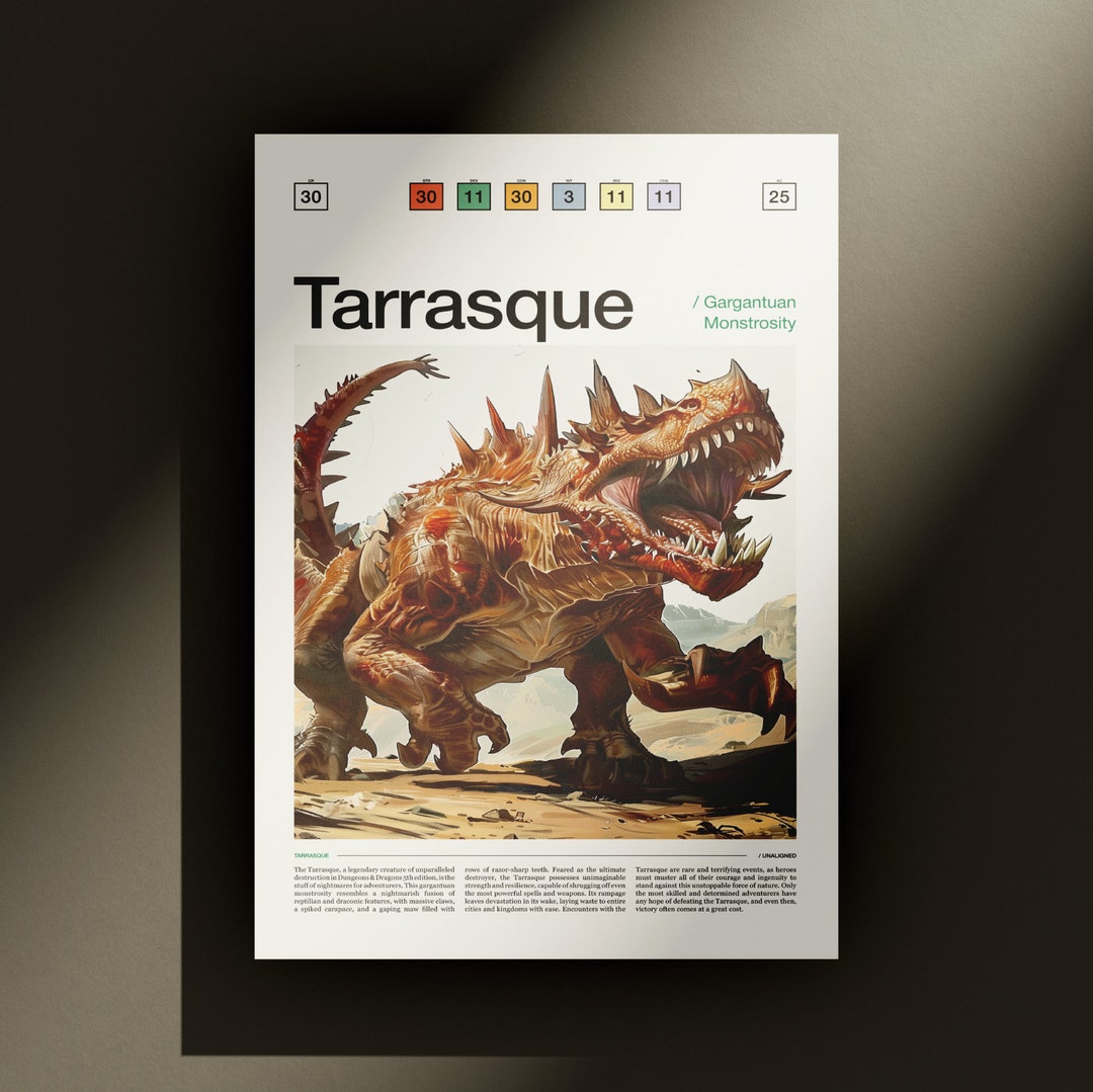 Tarrasque Dnd Poster, Dnd Tarrasque Print, D&D Monster Art, Dungeons ...