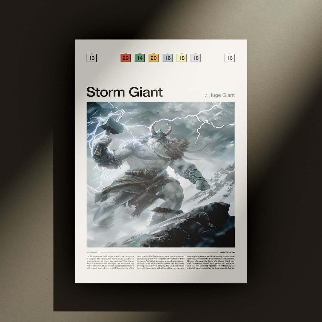 Storm Giant Dnd Poster, Dnd Giant Print, D&D Monster Art, Dungeons and ...