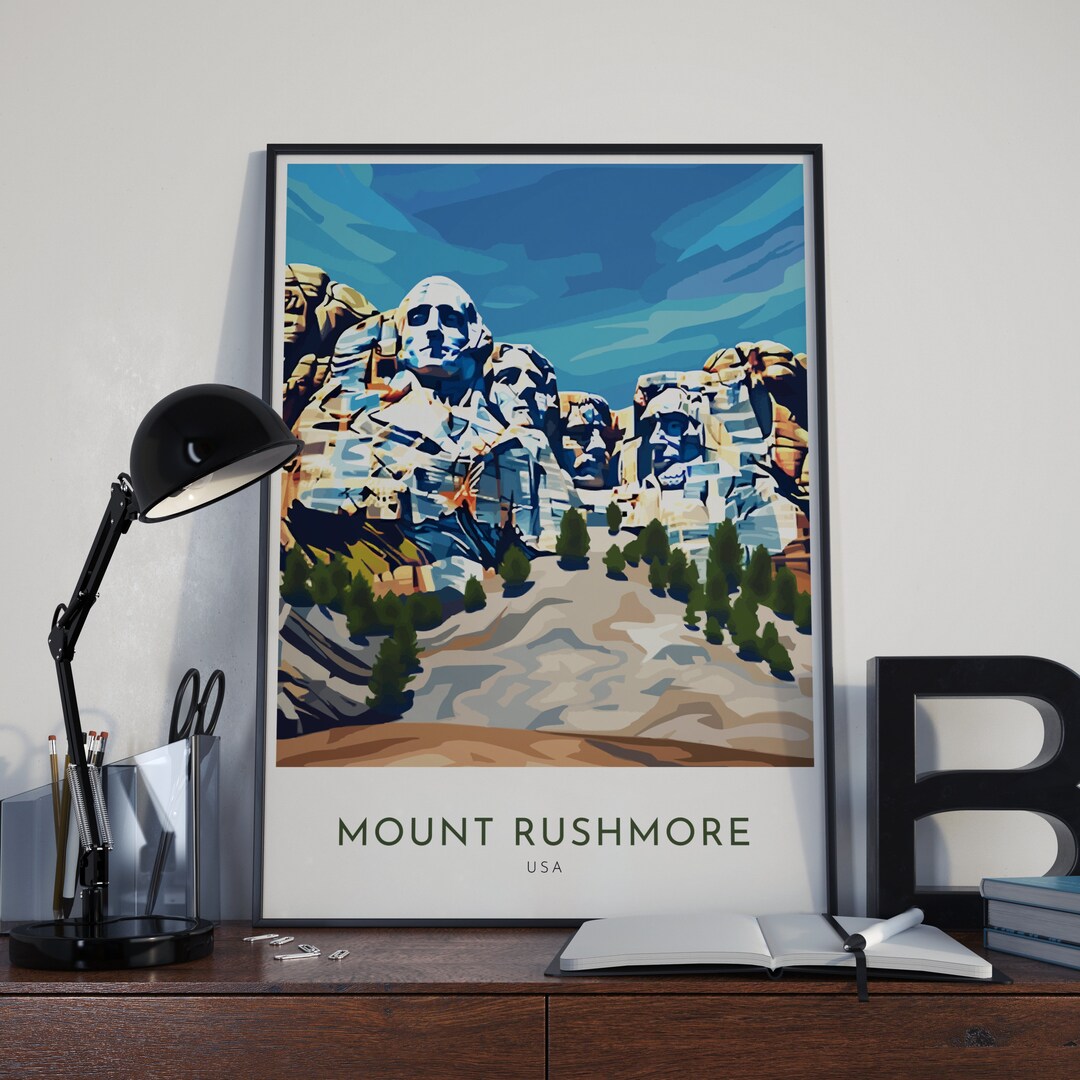 Mount Rushmore Travel Print Wall Art, USA, Digital Travel Poster, Vector Poster, Graphic Design ...