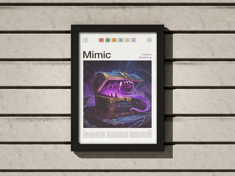 Mimic Chest Dnd Poster, Dnd Mimic Box Print, D&D Treasure Chest ...