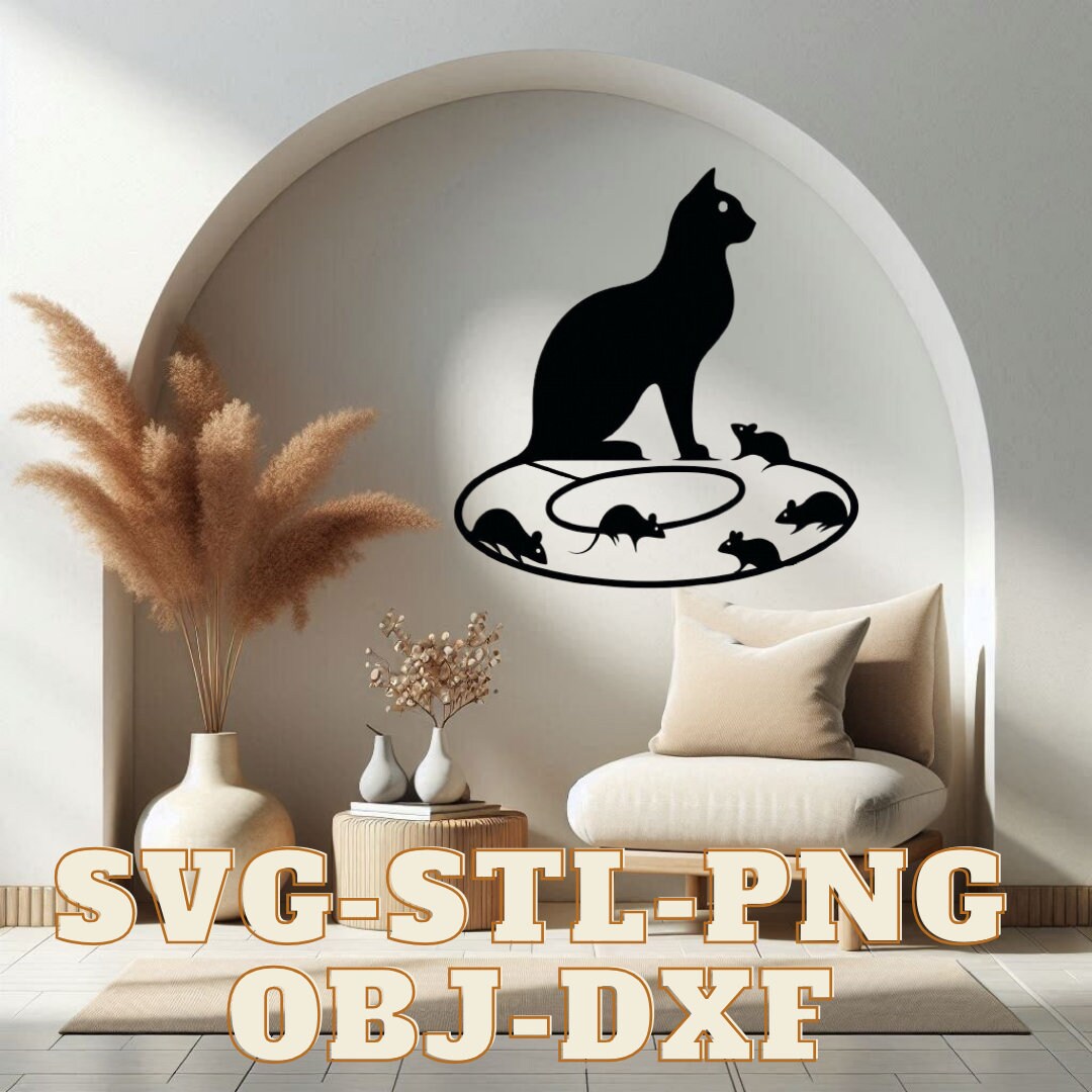 Cat and Mouse Svg,stl,png,dxf,obj Plasma Cut File, Wall Art DXF, Laser ...