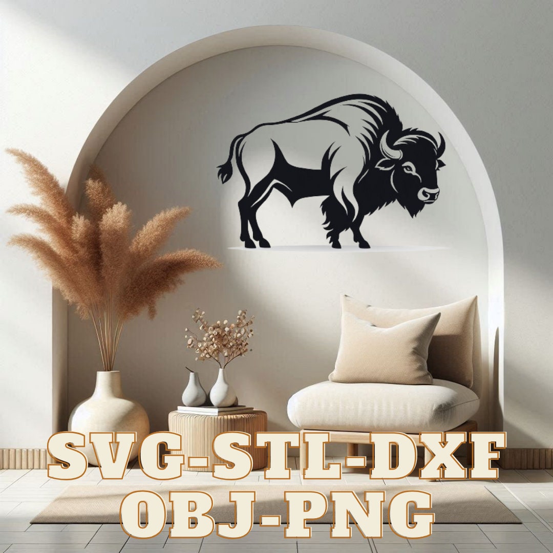 Bison Svg Bundle: Digital Bison Clipart & Cut Files-svg, Stl, Dxf,obj ...