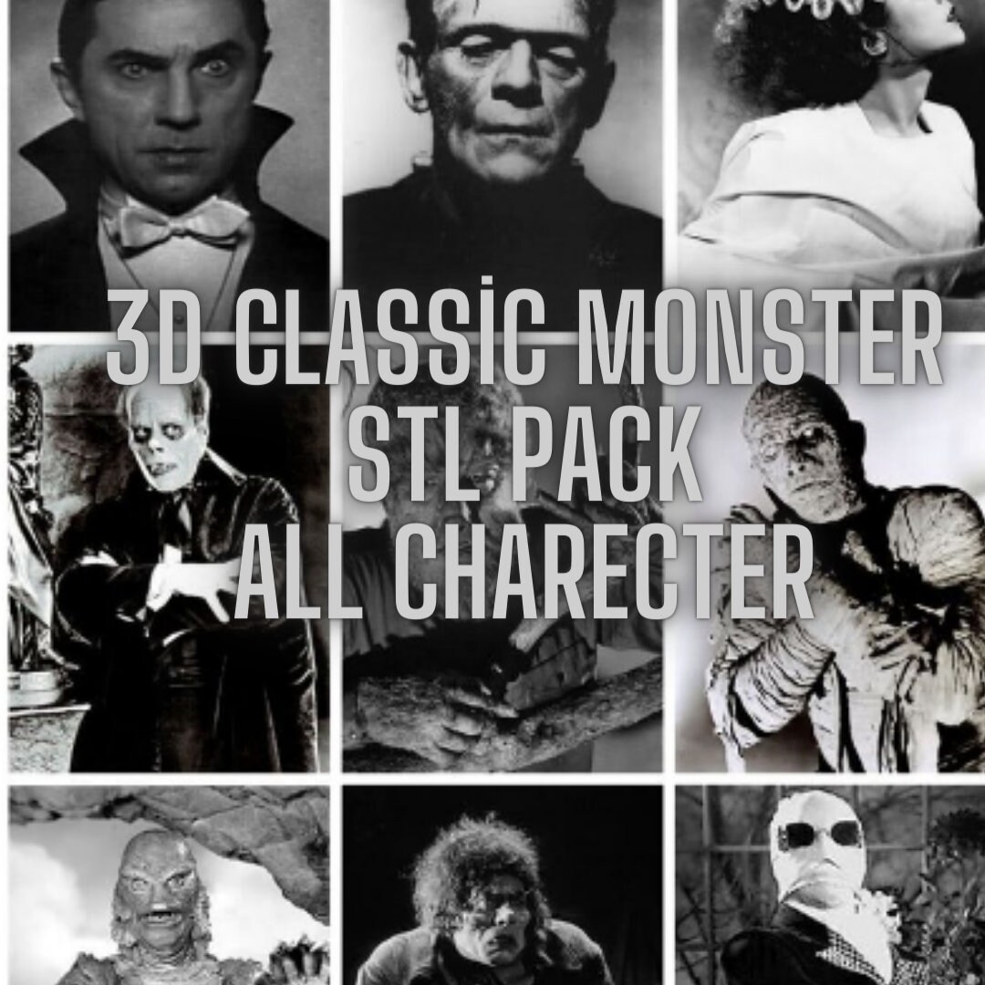 3D Classic M0nster Stl Pack,3D Model STL Pack, Dracula, Frankenstein ...