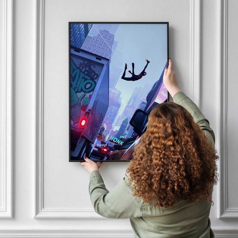 Streets of Spiderverse Movie Poster Canvas Poster Living Room Decor ...