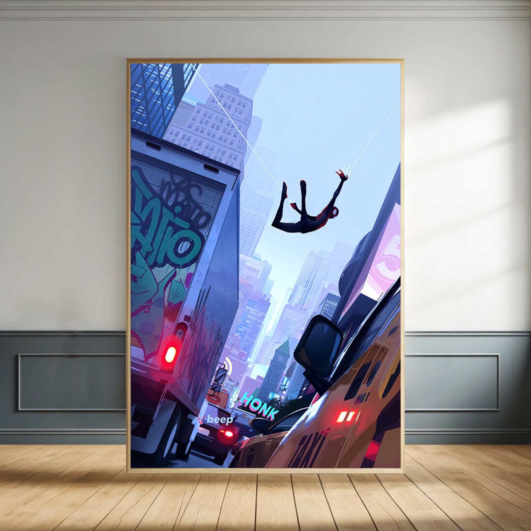 Streets of Spiderverse Movie Poster Canvas Poster Living Room Decor ...