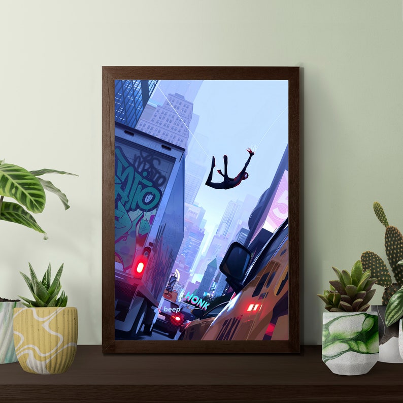 Streets of Spiderverse Movie Poster Canvas Poster Living Room Decor ...