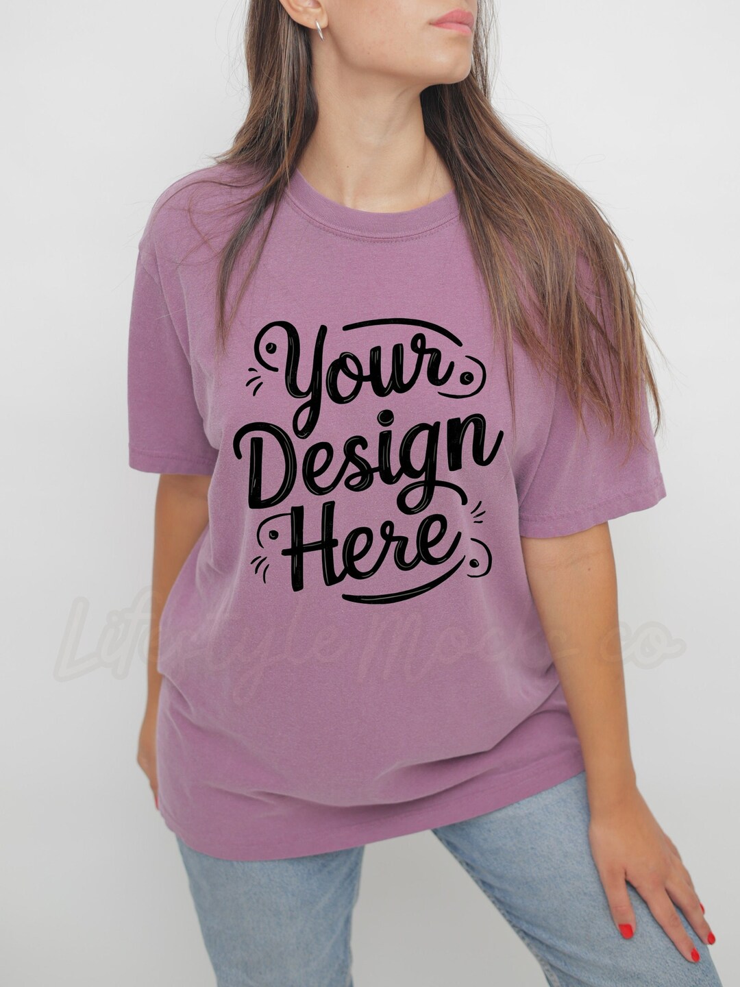 Comfort Colors Mockup, Berry Comfort Colors 1717 T-shirt Mockup, Woman ...