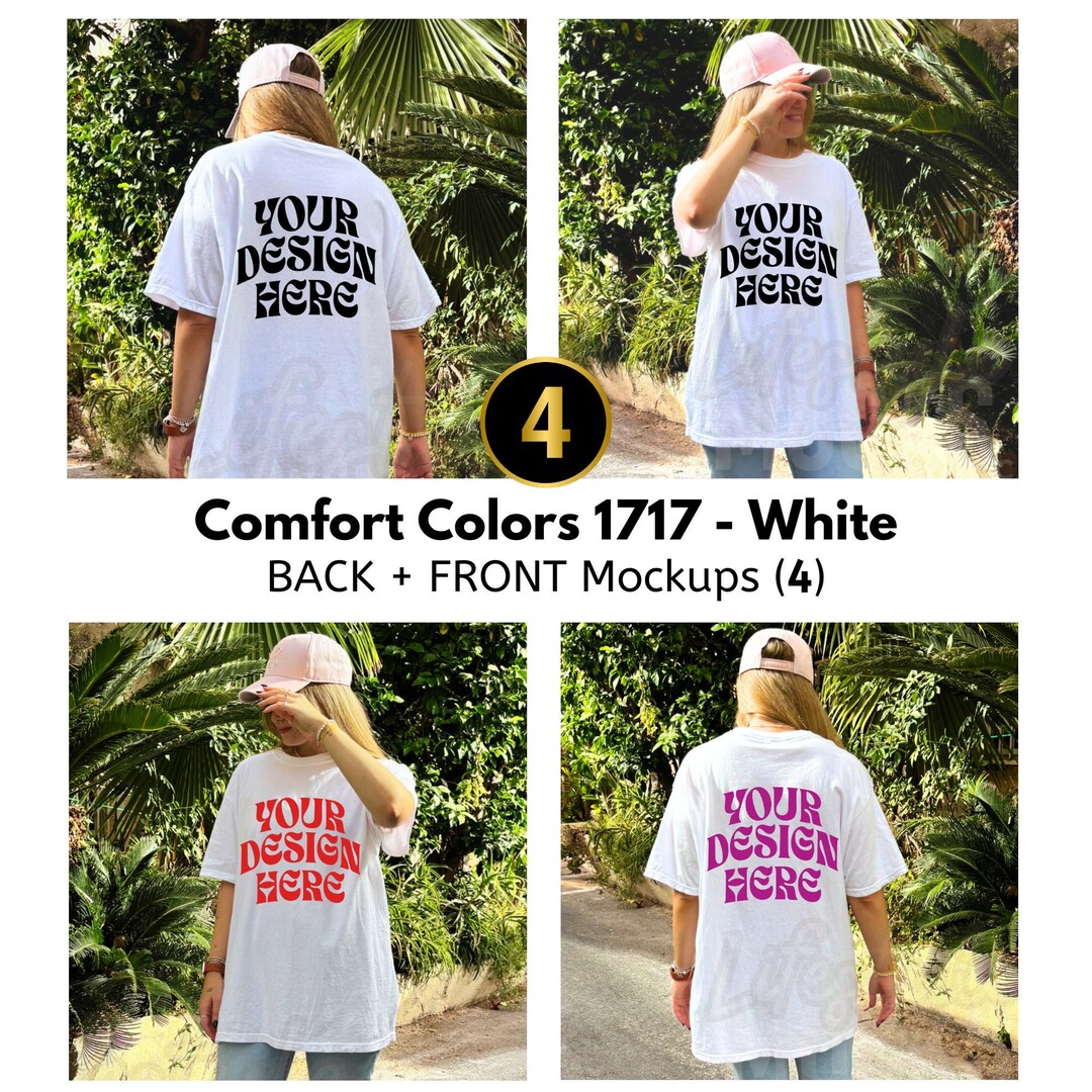White Comfort Colors 1717 Mockup Bundle, White Tee Back Mockup ...