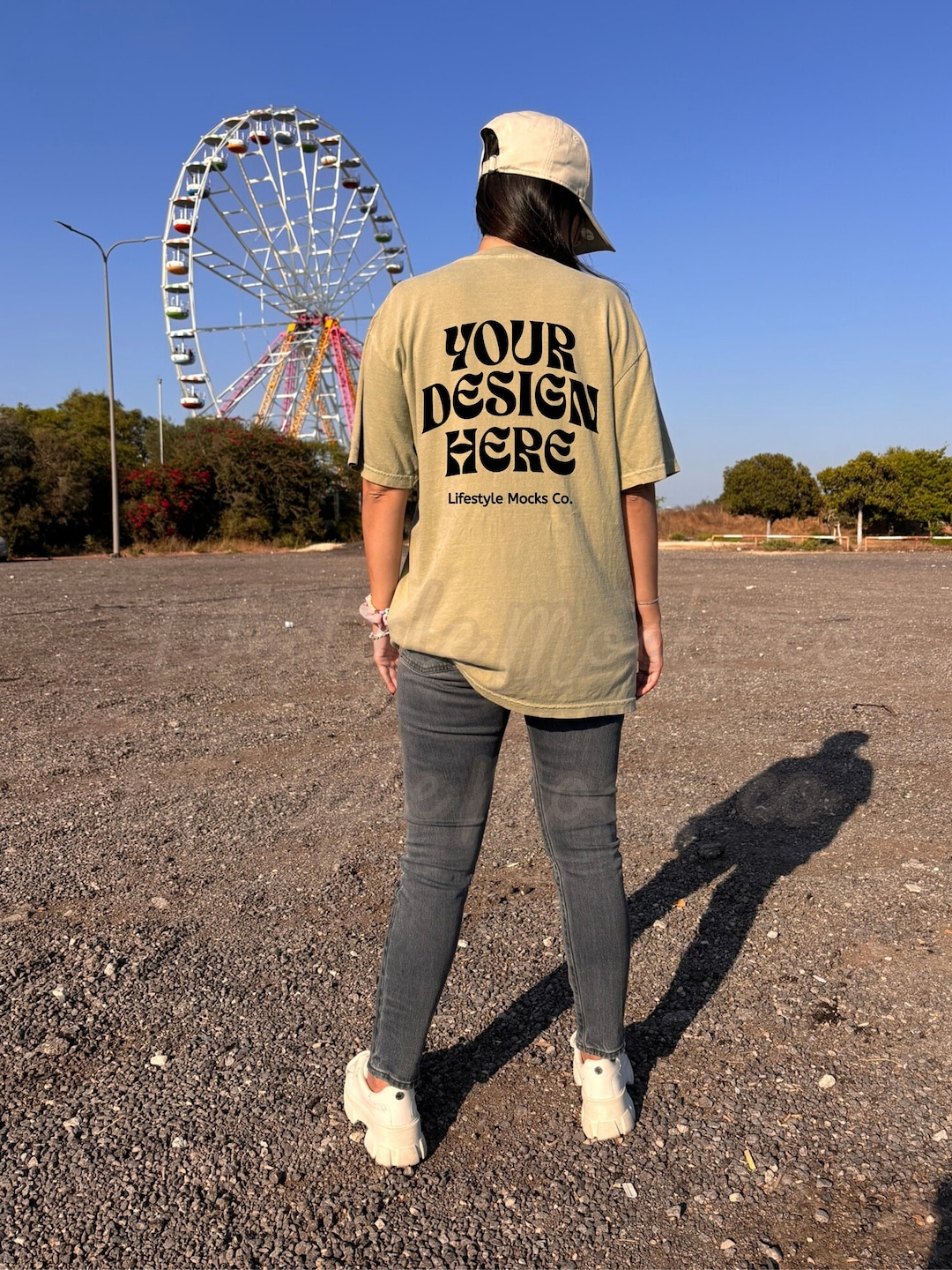 Khaki Comfort Colors 1717 Back Mockup Trendy C1717 Khaki Back Mockup ...