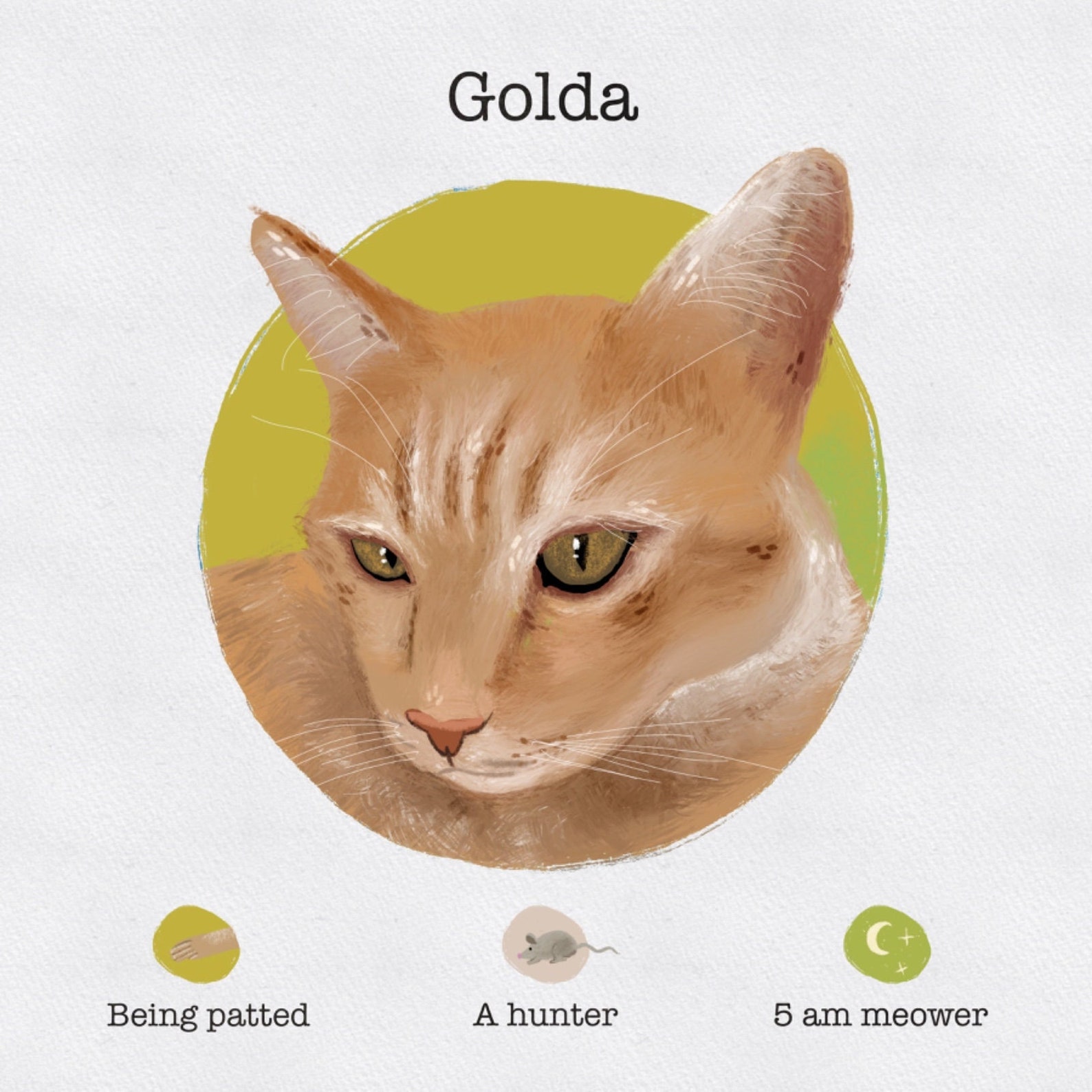 Custom-made Cat Portrait Illustration With Hobbies, Personalized ...