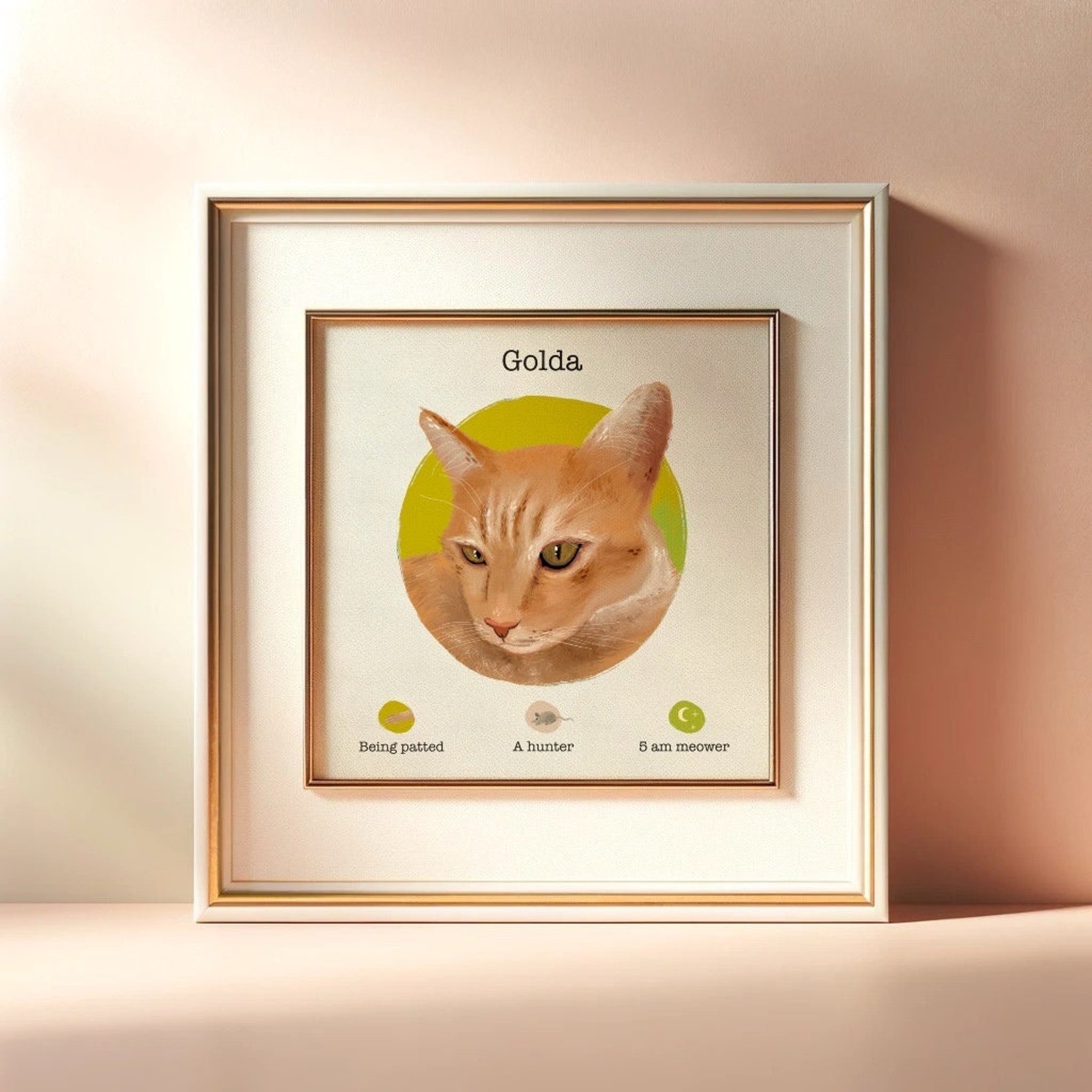 Custom-made Cat Portrait Illustration With Hobbies, Personalized ...