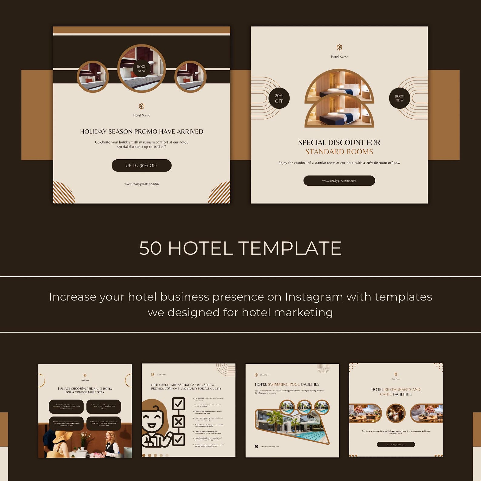 50 Hotel Editable Canva Templates | Hotel Instagram Post | Social Media ...