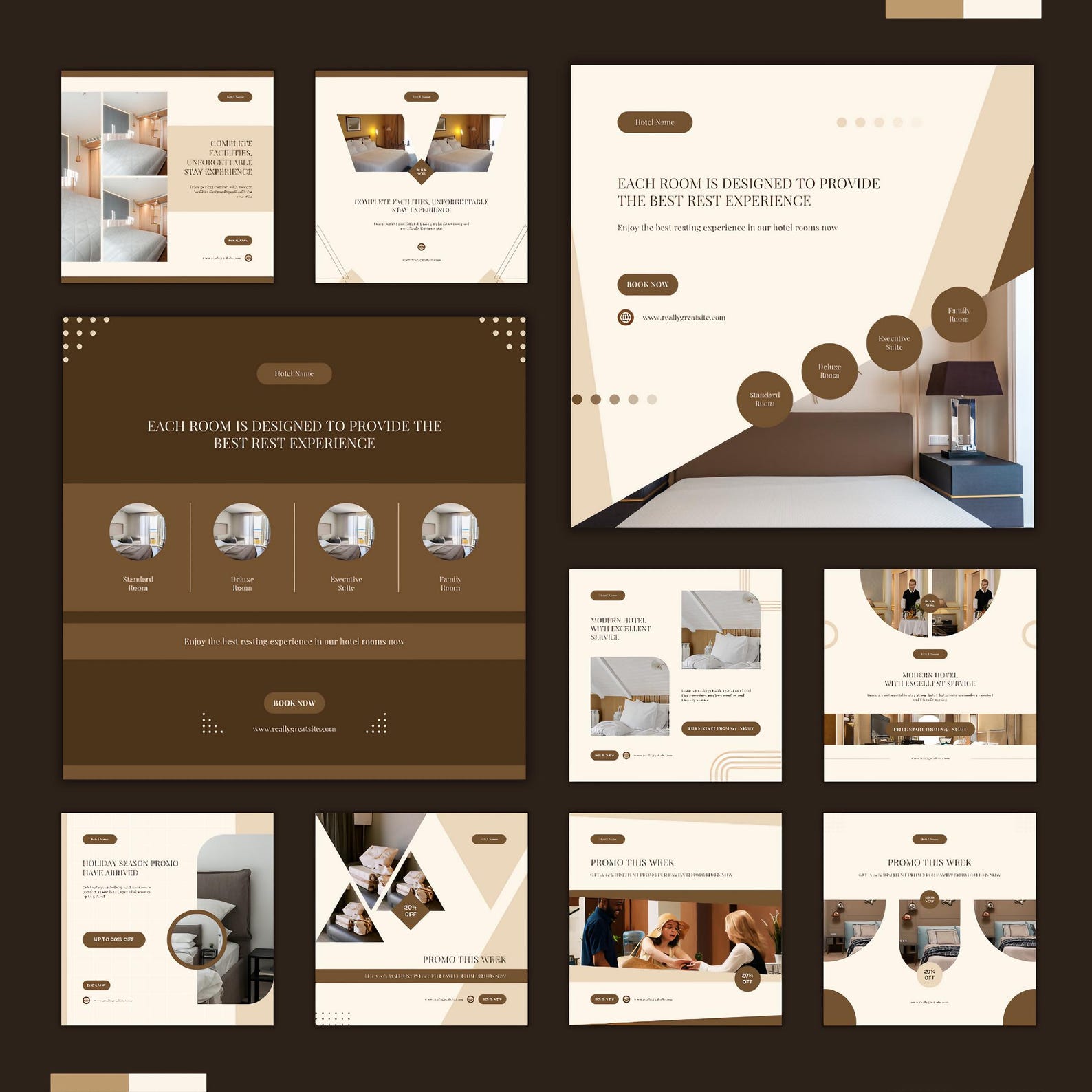 50 Hotel Editable Canva Templates | Hotel Instagram Post | Social Media ...