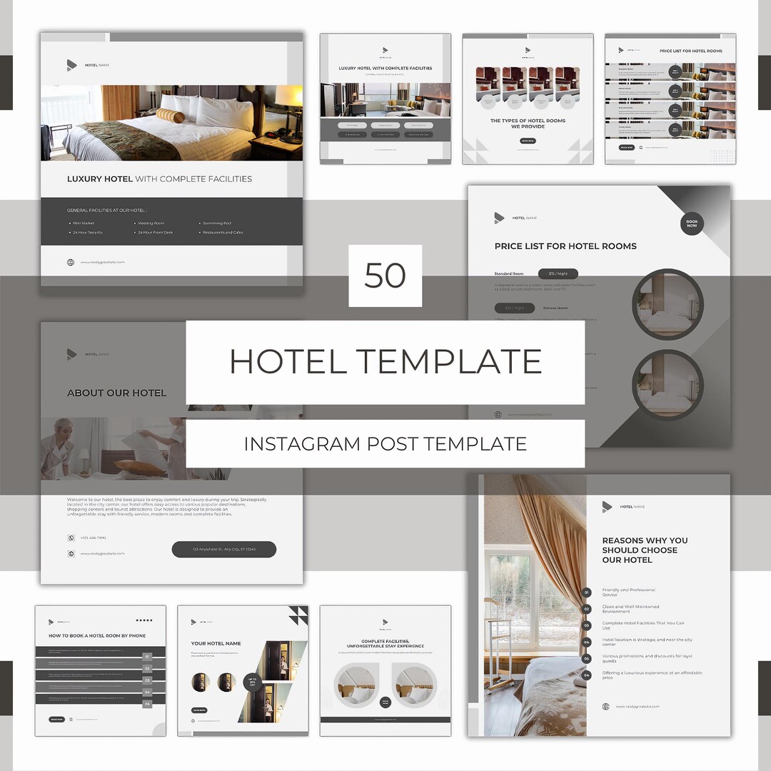 50 Hotel Editable Canva Templates | Hotel Instagram Post | Social Media ...