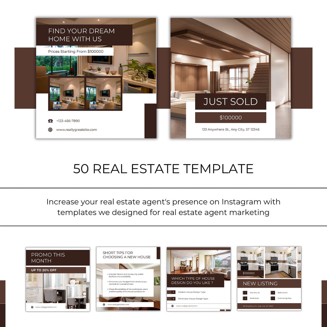 50 Real Estate Editable Canva Templates Real Estate Instagram Post ...