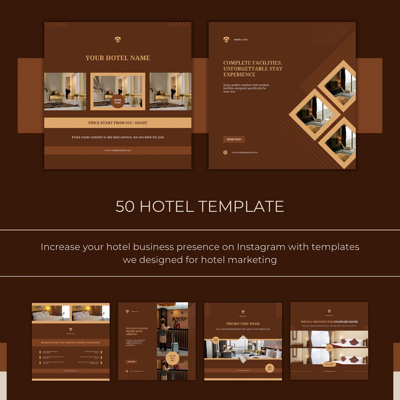 50 Hotel Editable Canva Templates | Hotel Instagram Post | Social Media ...