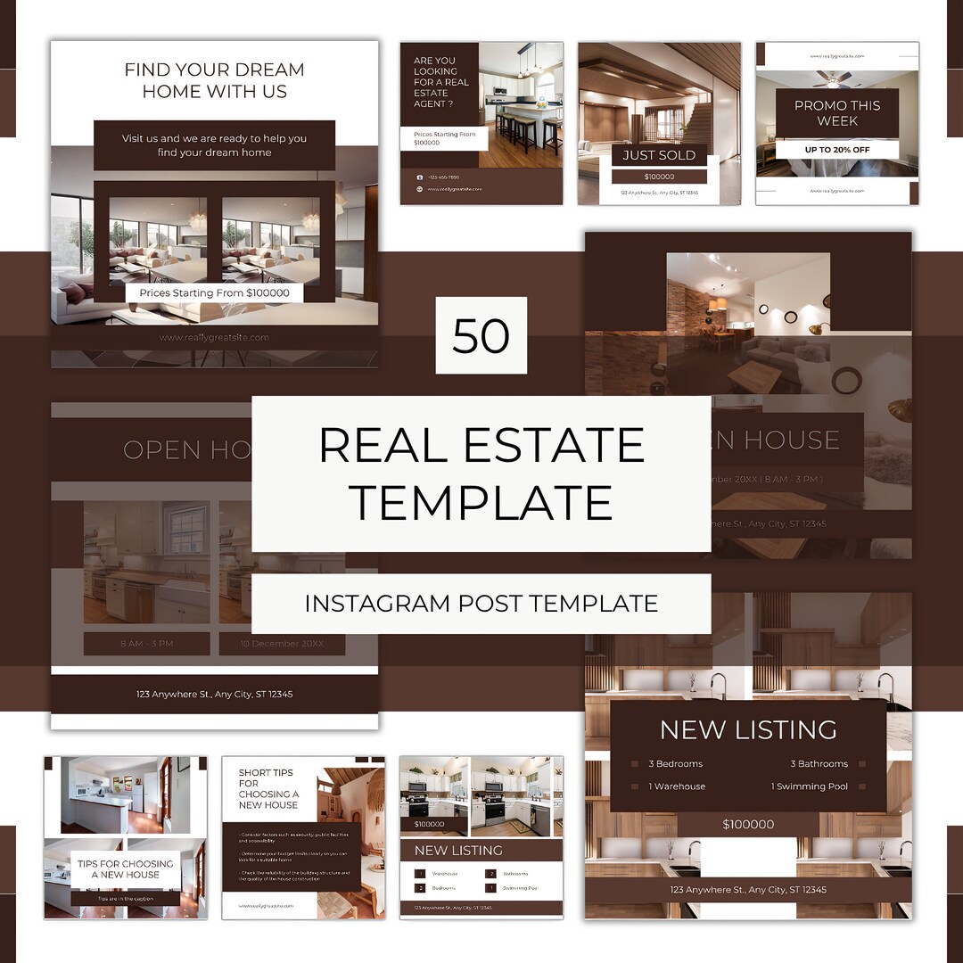 50 Real Estate Editable Canva Templates Real Estate Instagram Post ...