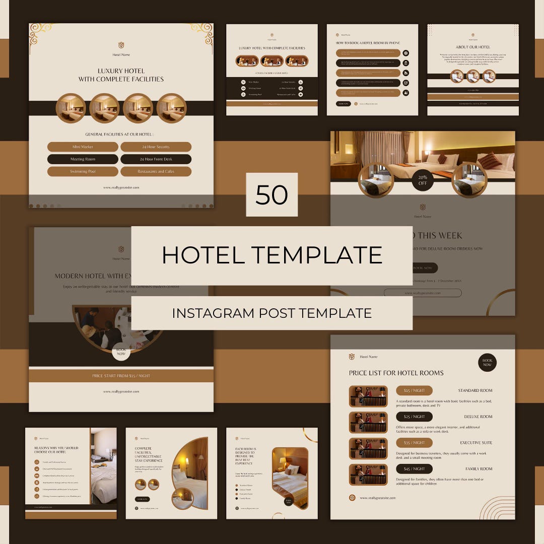 50 Hotel Editable Canva Templates | Hotel Instagram Post | Social Media ...
