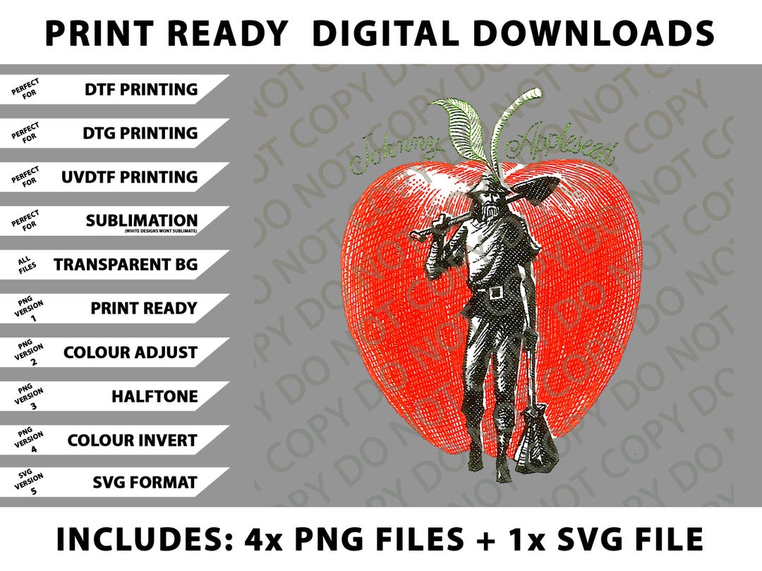 Retro Art Johnny Appleseed Png Bundle, SVG Files, Digital Downloads - Etsy