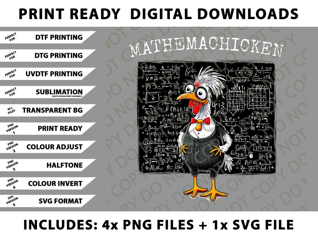 Mathemachicken Math Science Chicken Fun Nerd College Rooster Png Bundle ...