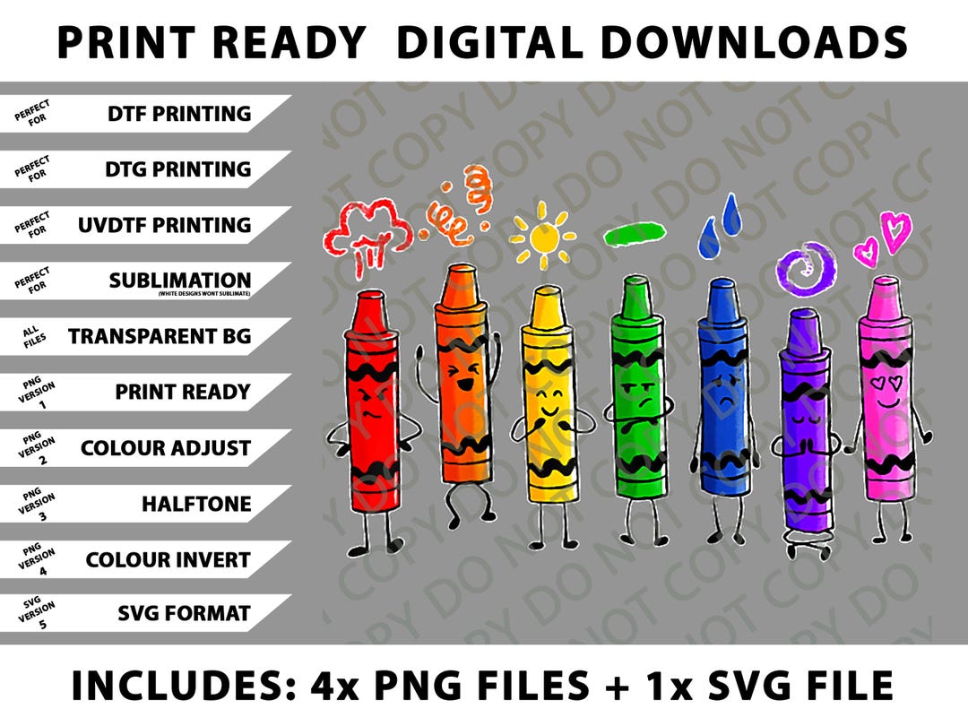 Mood Color Crayons Teacher Funny Crayon Art Png Bundle, SVG Files ...