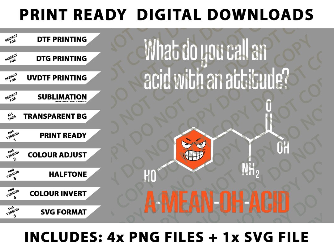Amino Acid - Funny Chemistry Humor Science Teacher Pun Png Bundle, SVG ...