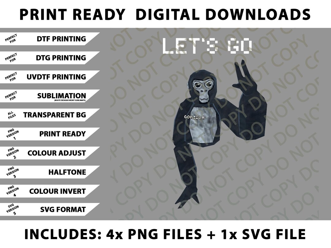 Gorilla Tag Monke Meme Vr Gamer Kids, Adults, N Png Bundle, SVG Files ...