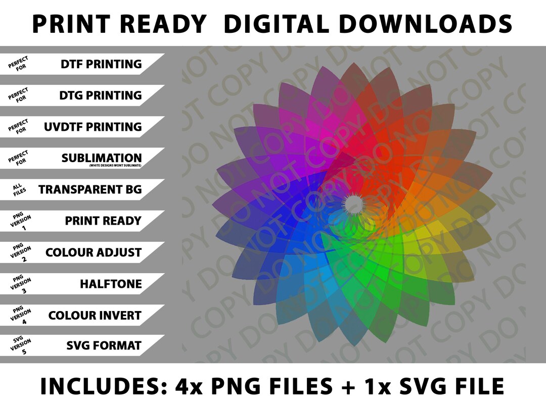 Mandala Color Wheel Art Png Bundle, SVG Files, Digital Downloads - Etsy