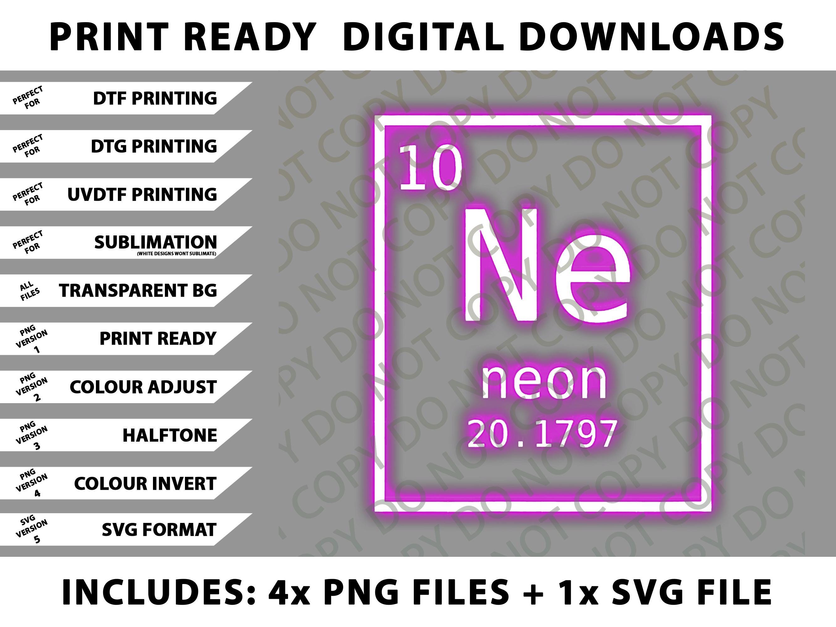 Neon Element Purple Periodic Table Chemistry Nerd Science Png Bundle ...