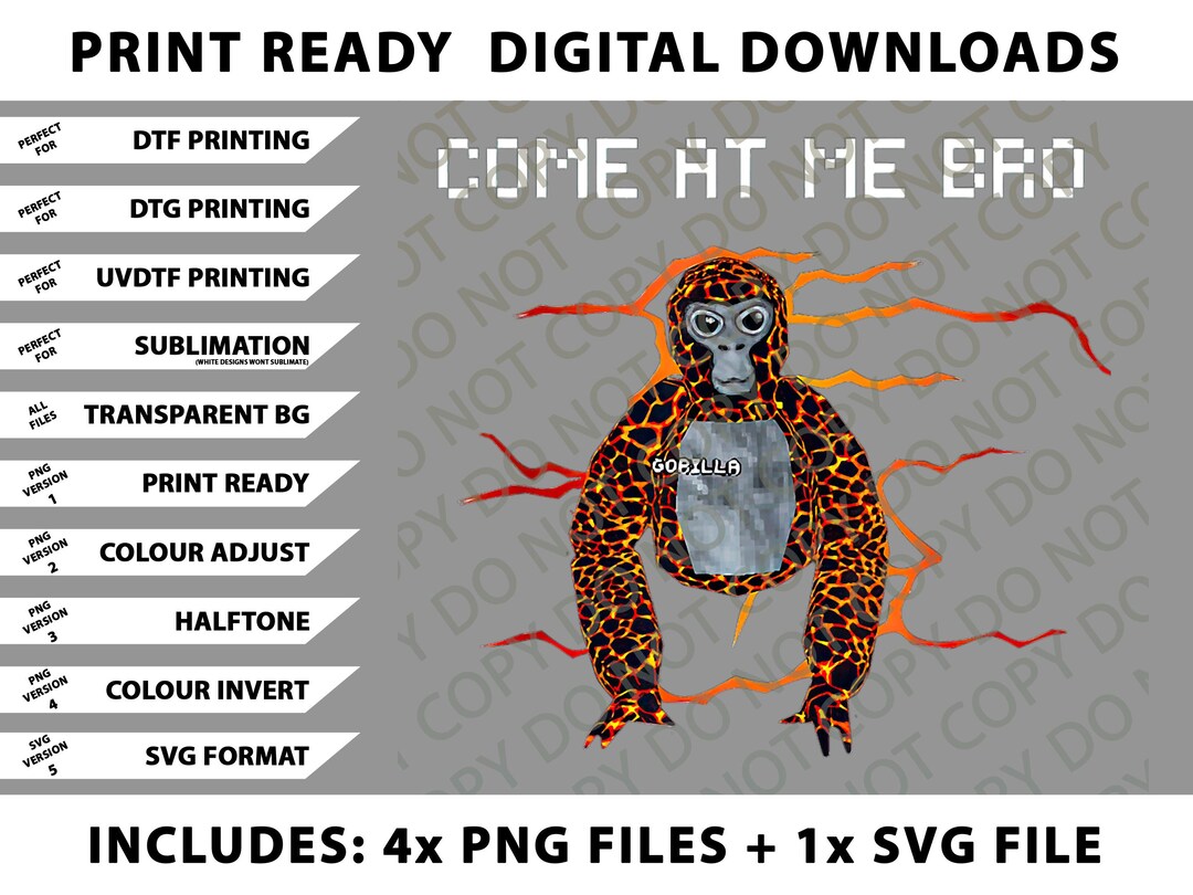 Come at Me Bro Gorilla Tag Monke VR Gamer Shirt for Kids (2) Png Bundle ...