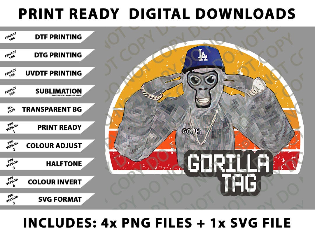 Retro Gorilla Tag Shirt, Gorilla Tag Merch Monke Boys Gifts (1) Png ...