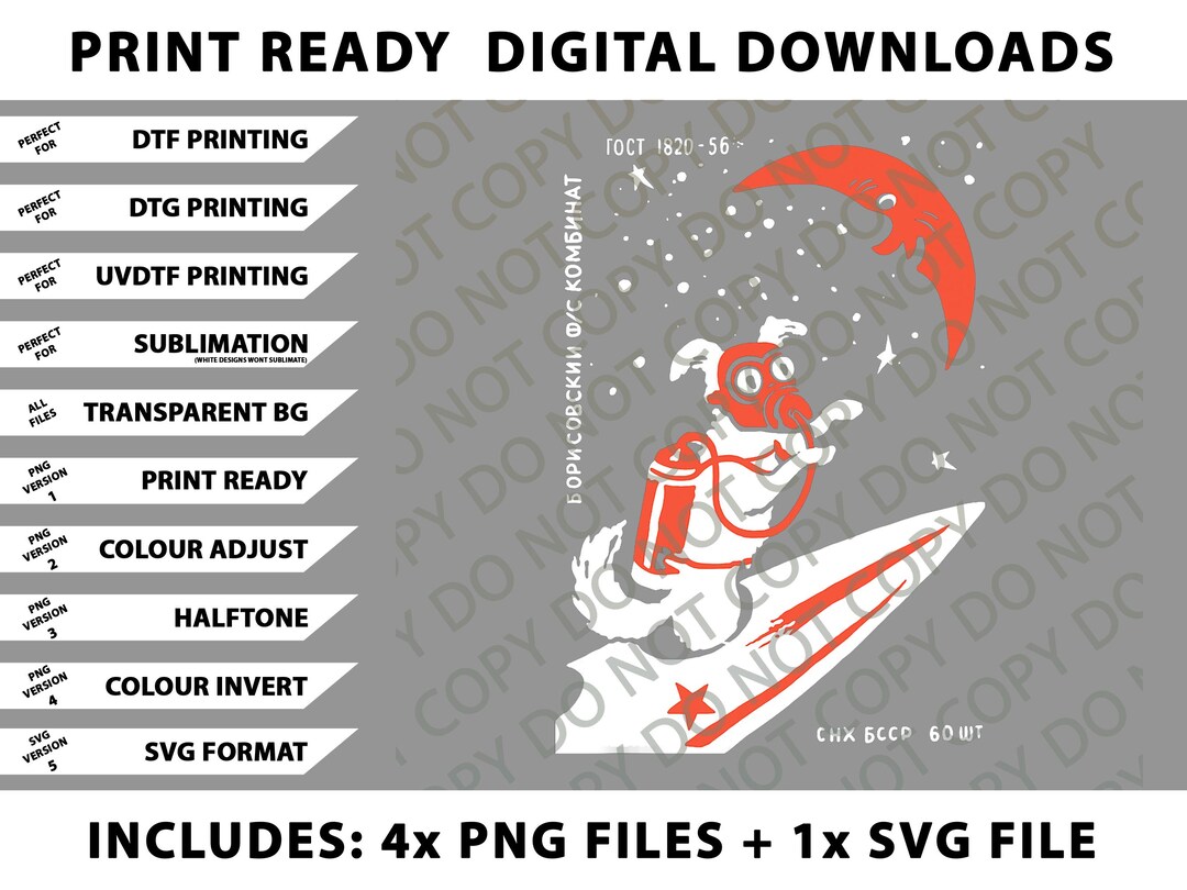 Laika Product Soviet Space Dog Retro Rocket USSR Science Png Bundle ...