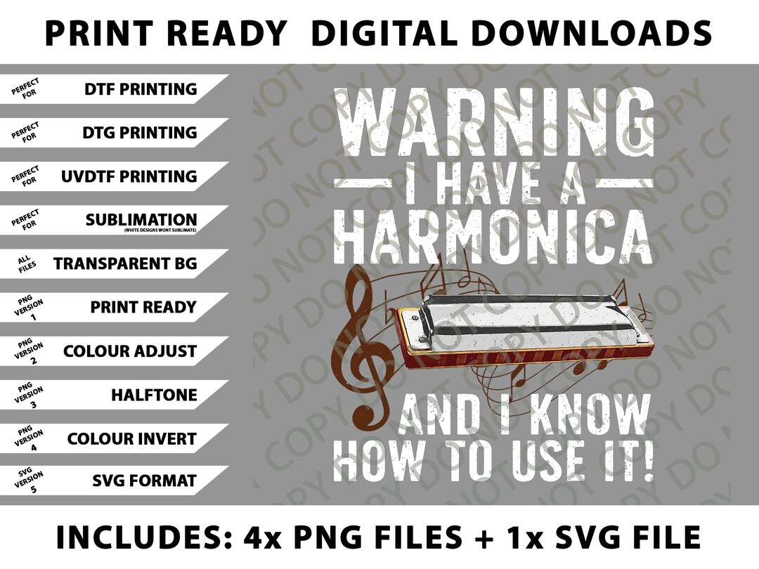 Harmonica Player Art for Men Women Music Lovers Musician Png Bundle ...