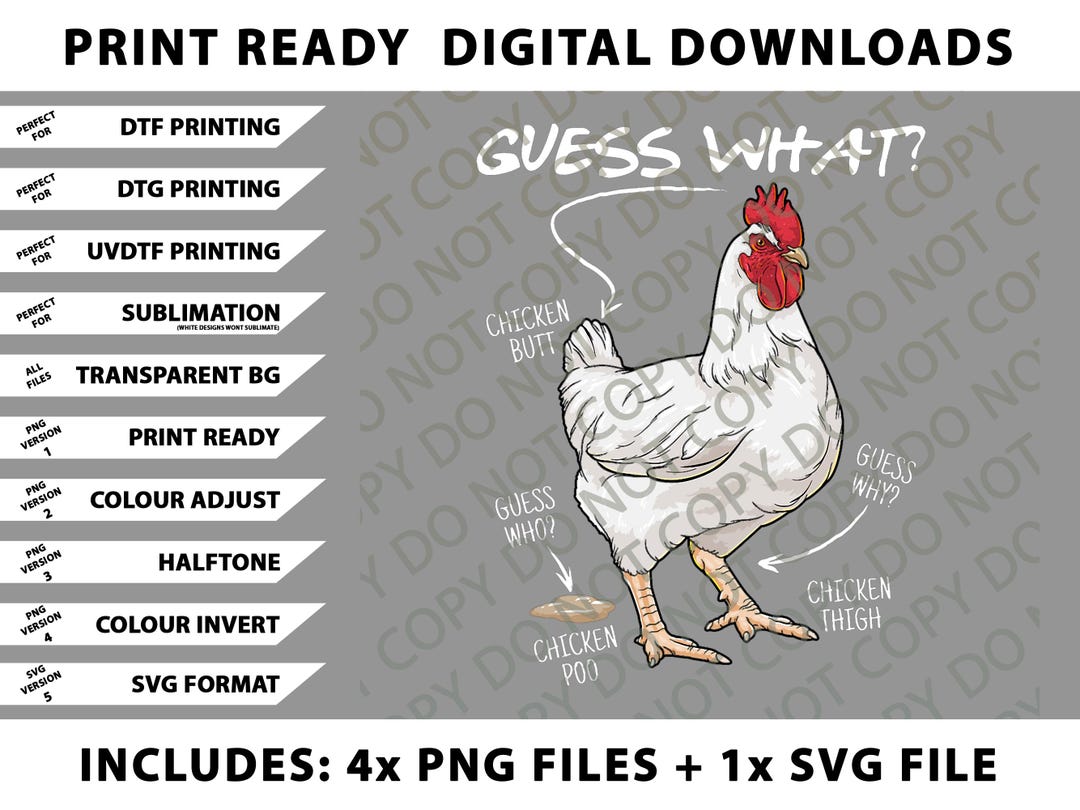 Funny Guess What Chicken Butt Joking Farm Men's Humor Png Bundle, SVG ...