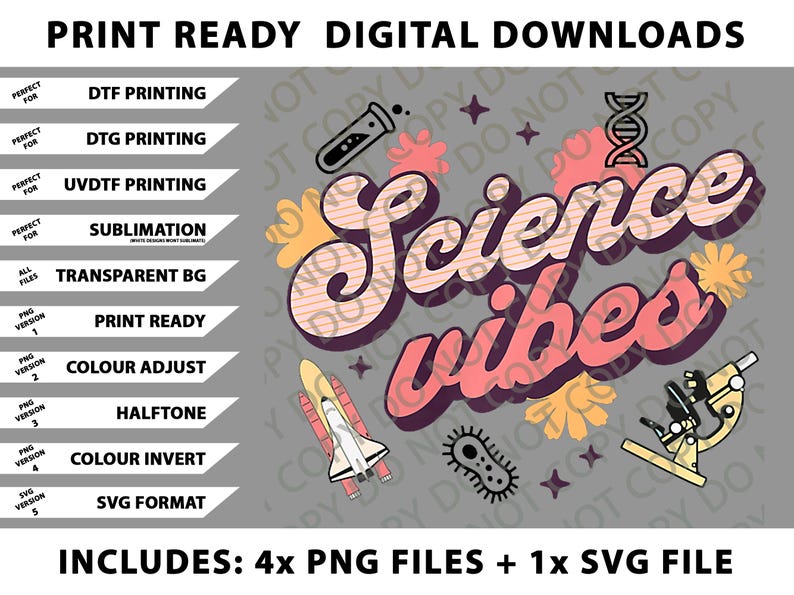Science Vibes Premium Png Bundle, SVG Files, Digital Downloads - Etsy
