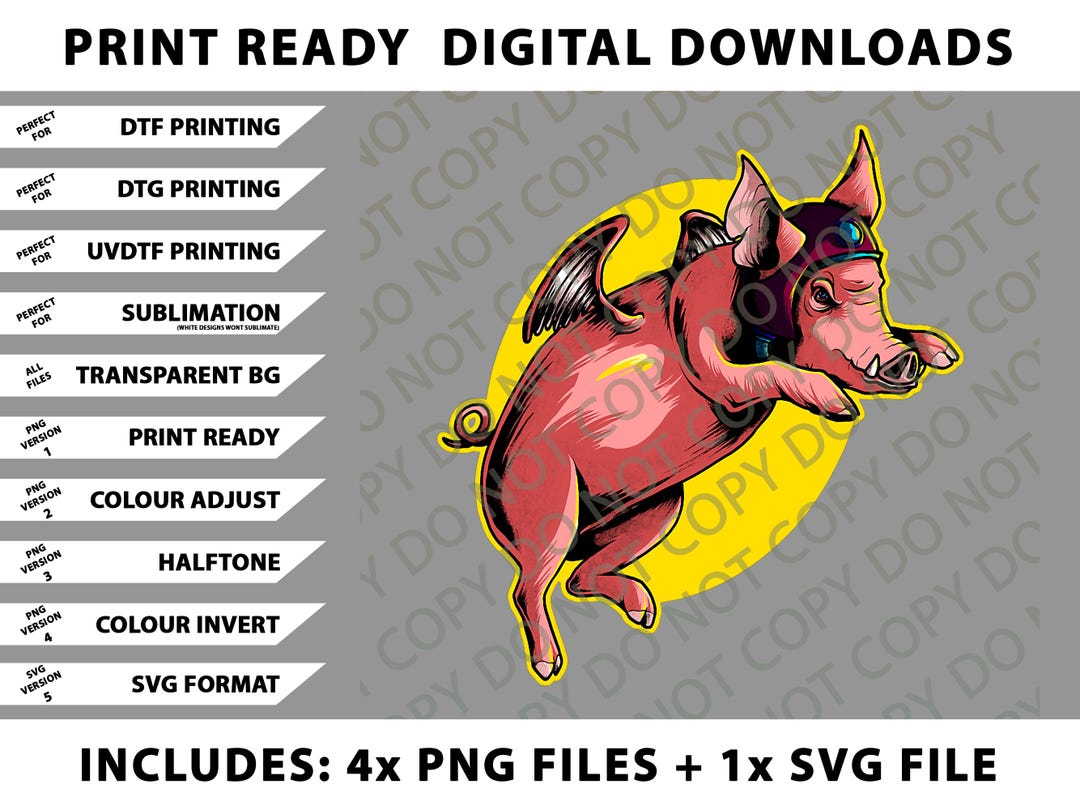 Pastel Goth Pig Flying Gothic Farmers Png Bundle, SVG Files, Digital ...