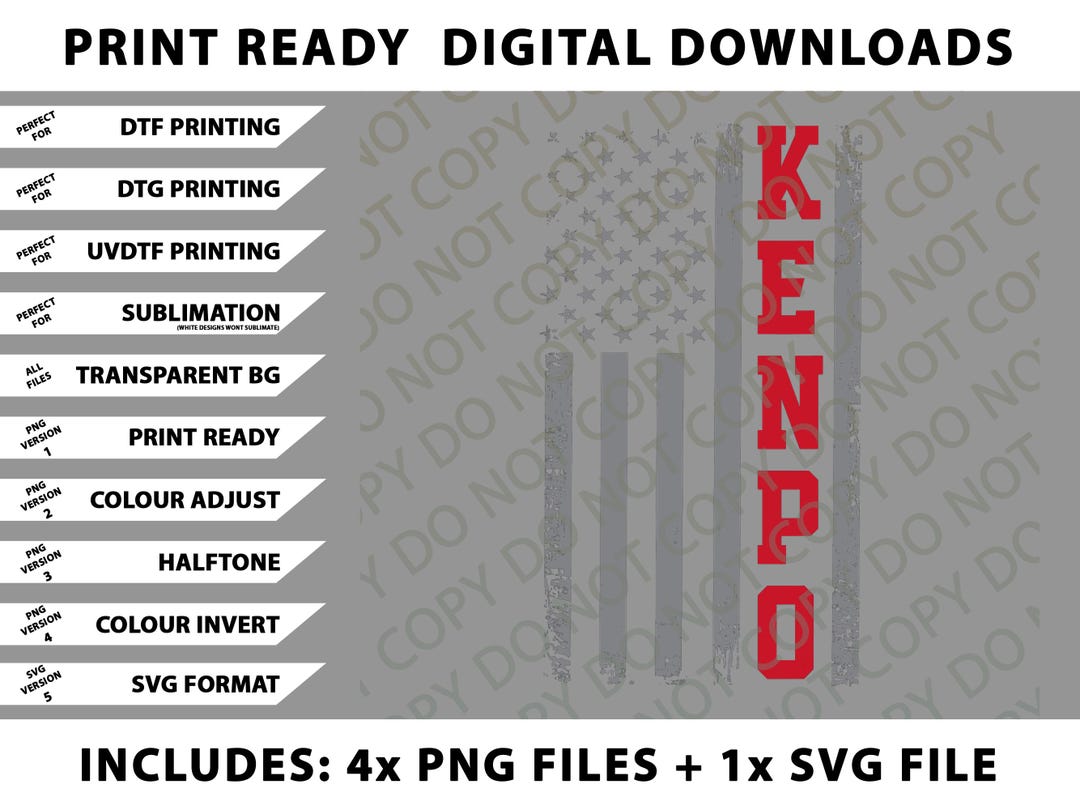 American Kenpo Karate Design USA Flag Martial Art Fighter Png Bundle ...