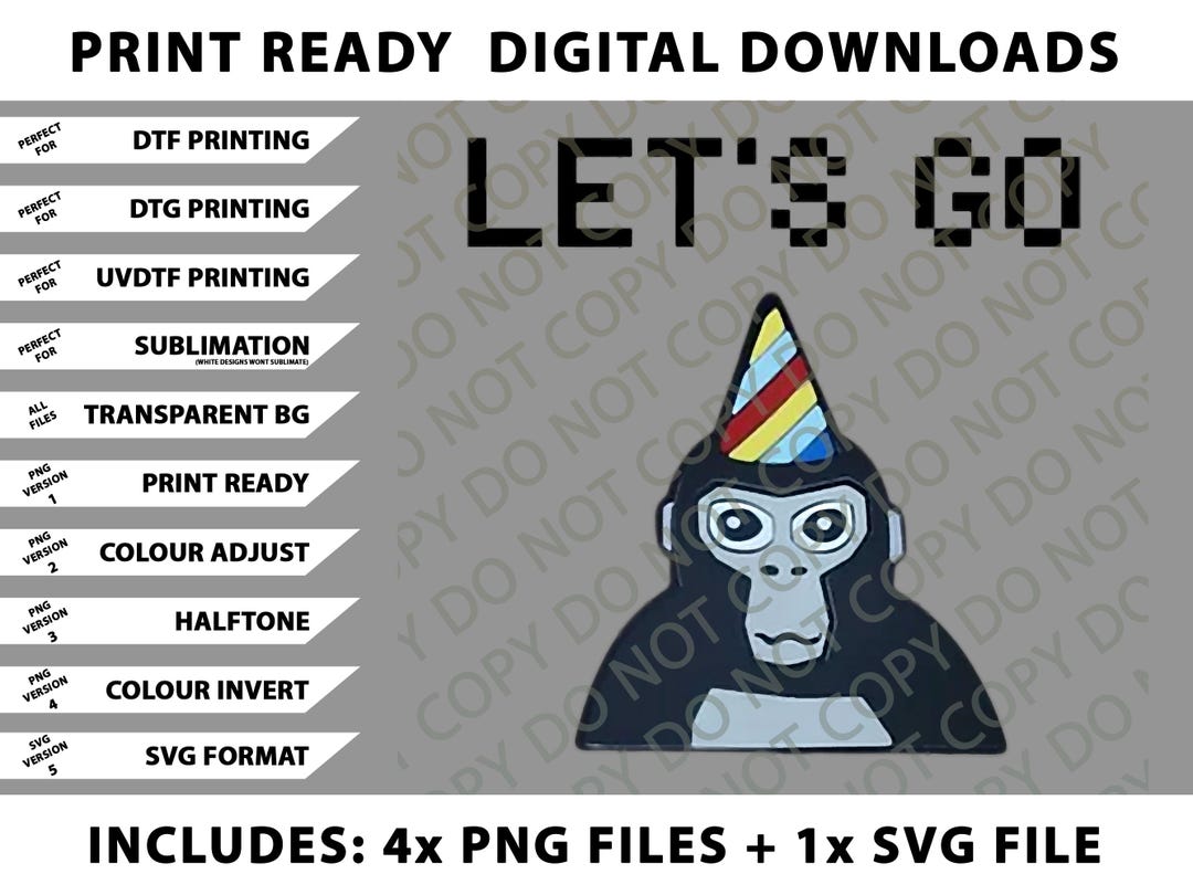 Gorilla Tag Birthday Monke Vr Gamer Kids, N Png Bundle, SVG Files ...