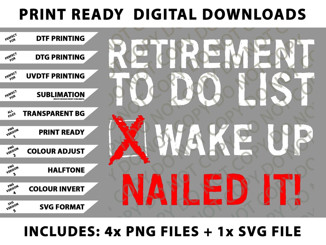 Cool Retirement Art for Men Women Retired to Do List Retiree Png Bundle ...